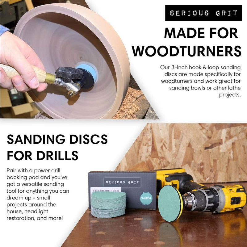 Serious Grit 3" Sanding Discs for Woodturning – SERIOUS GRIT